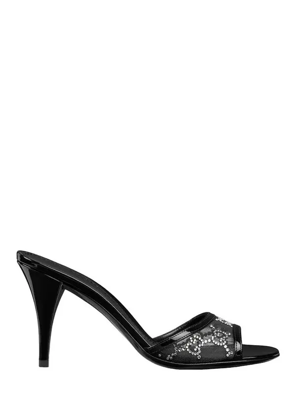 Gucci Gg Crystal Slide Sandal - Black