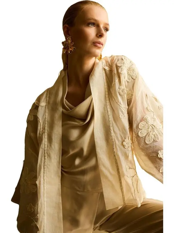 Natori Couture Piña Embellished Jacket - Neutral