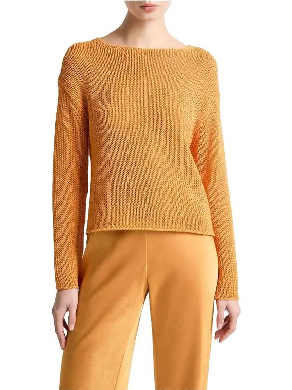 Vince Italian Coated Cotton-blend Sweater - Orange
