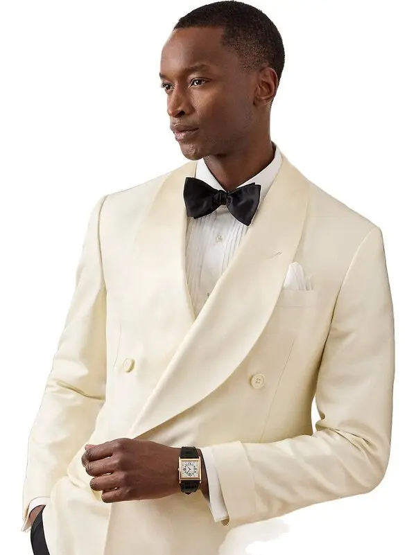 Ralph Lauren Kent Hand-tailored Silk Tuxedo Jacket - Ivory
