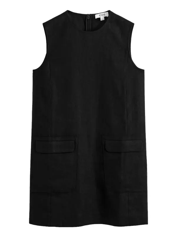 Cos Linen Mini Shift Dress - Black