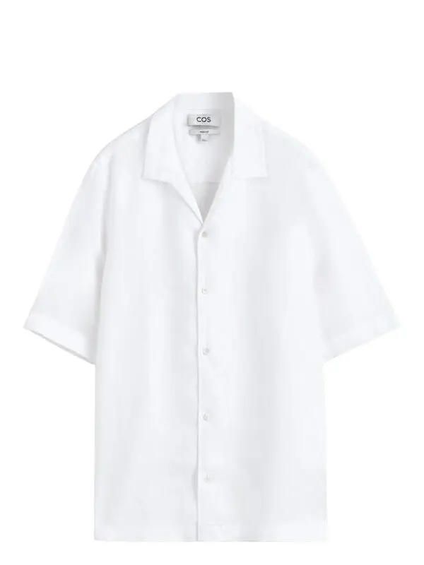 Cos Camp-collar Short-sleeved Linen Shirt - White