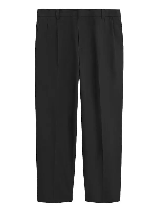 Cos Pleated Relaxed-fit Tapered Pants - Black