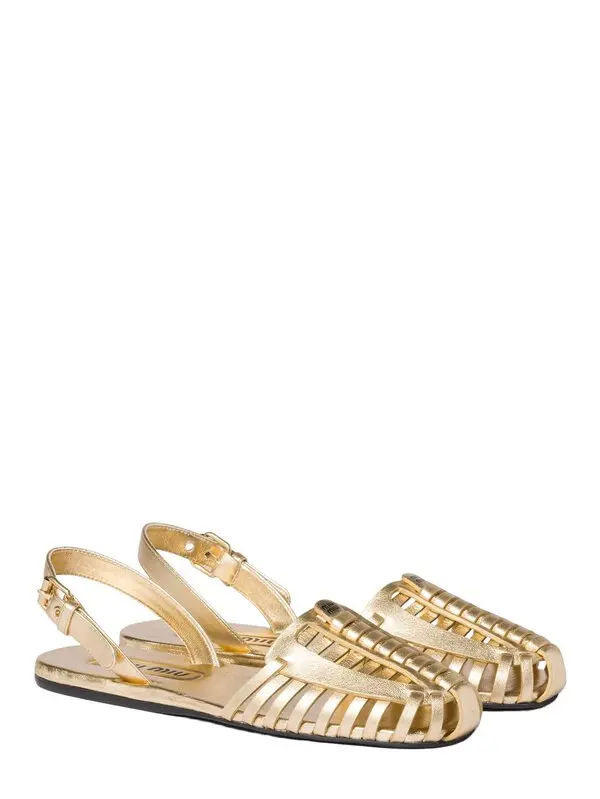 Miu Miu Laminated Nappa Leather Fisherman Sandals - Platinum