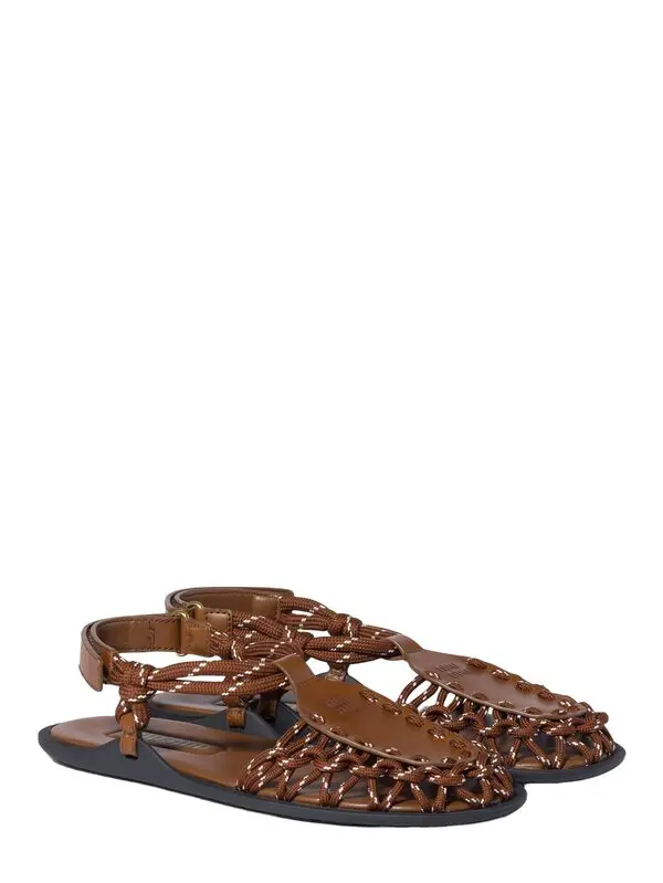 Miu Miu Leather And Cord Sandals - Hazelnut Brown/tobacco