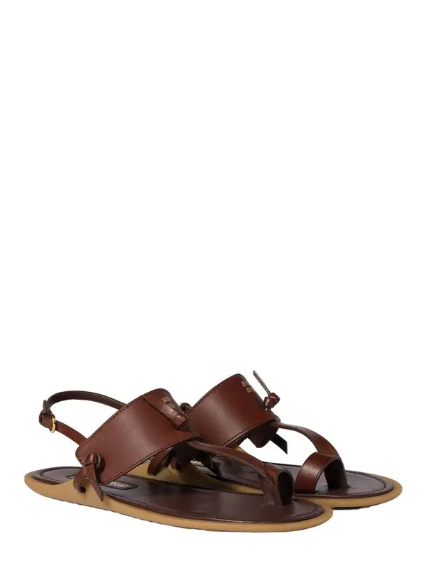Miu Miu Leather Thong Sandals - Coffee