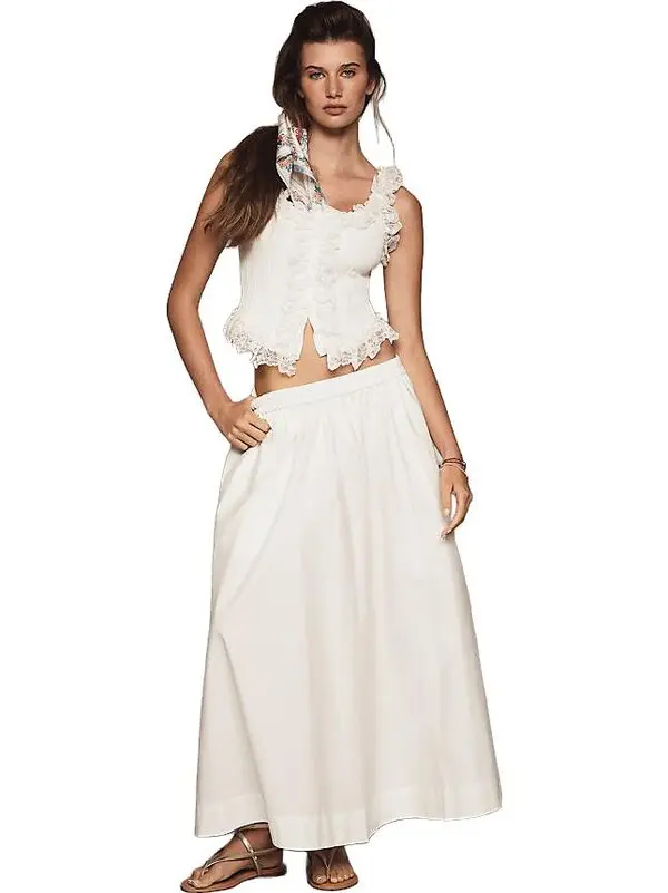 ALIGNE Natalie Poplin Maxi Skirt - White