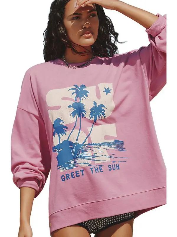 CELANDINE Printed Crew-neck Sweatshirt - Pink Pattern