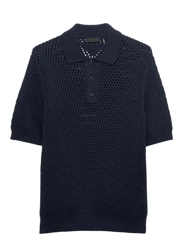 Prada Linen And Cotton Polo Shirt - Blue