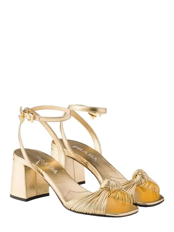 Prada Mordoré Nappa Leather Sandals - Gold/silver