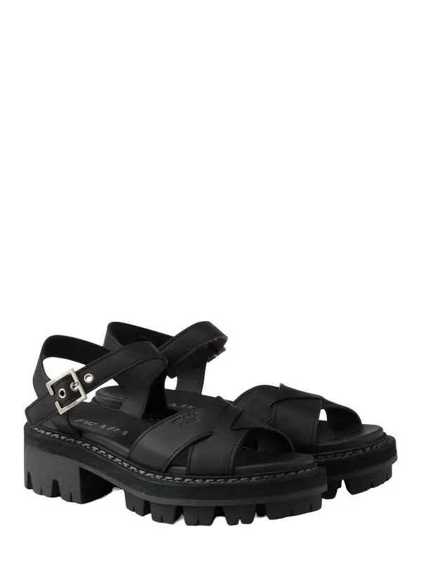 Prada Leather Sandals - Black