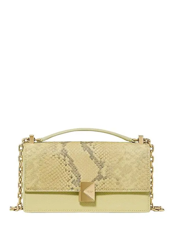 Kate Spade New York Deco Mini Snake Embossed Leather Crossbody - Pale Citron