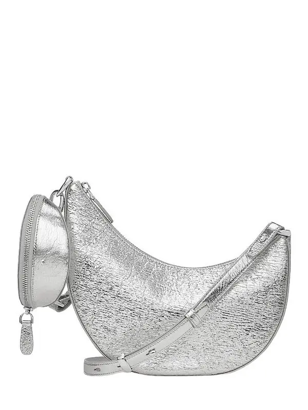 Kate Spade New York Crinkle Metallic Leather Crossbody - Silver