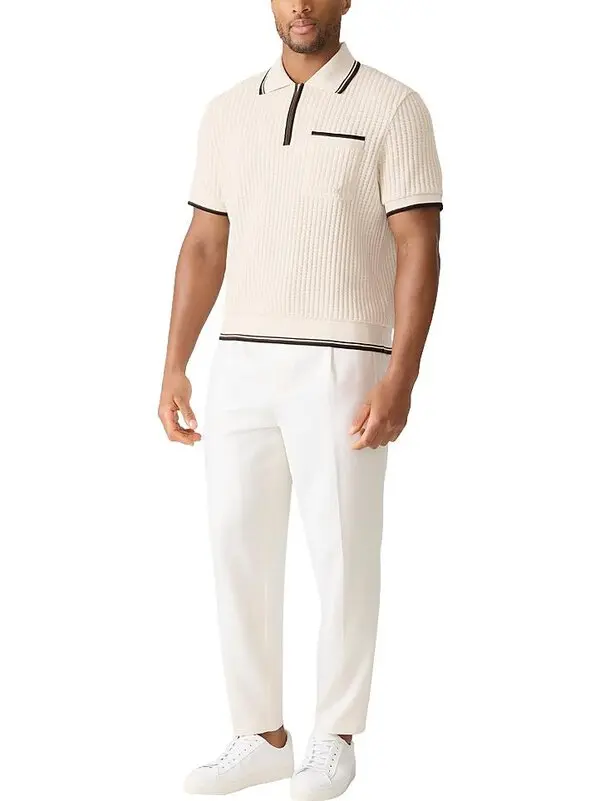 Mackage Estaban Crochet Knit Quarter-zip Polo Shirt - Cream