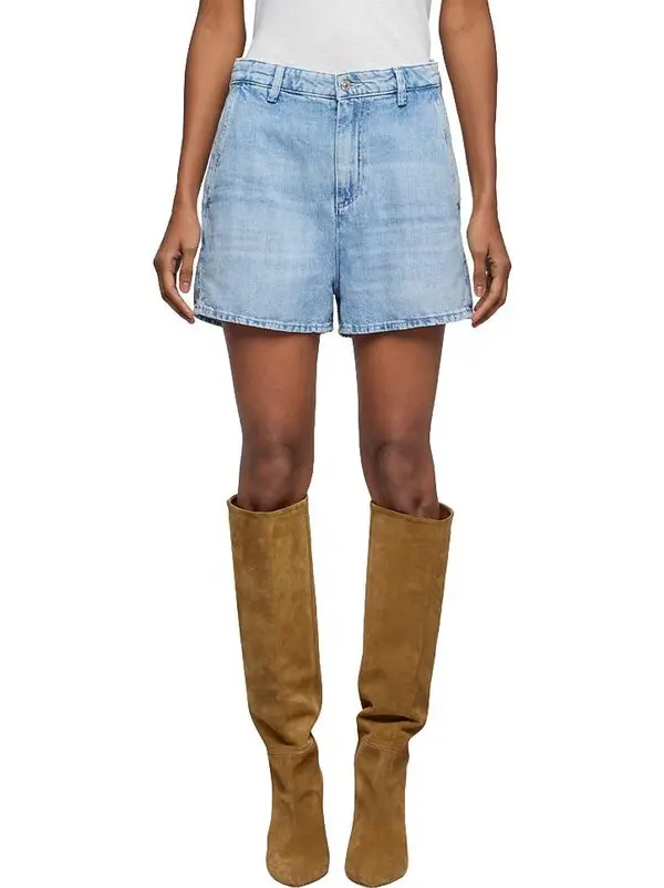 7 For All Mankind Denim Trouser Shorts - Iris