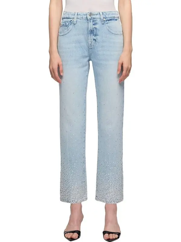 7 For All Mankind Calie Mid-rise Straight Ankle Jeans - Luminous Blue