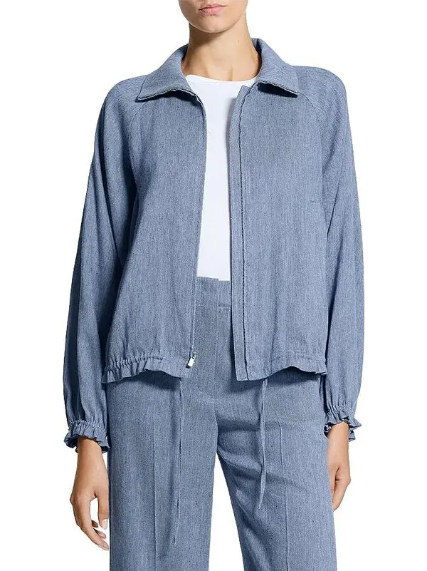 Theory Ruffled Denim Jacket - Light Denim