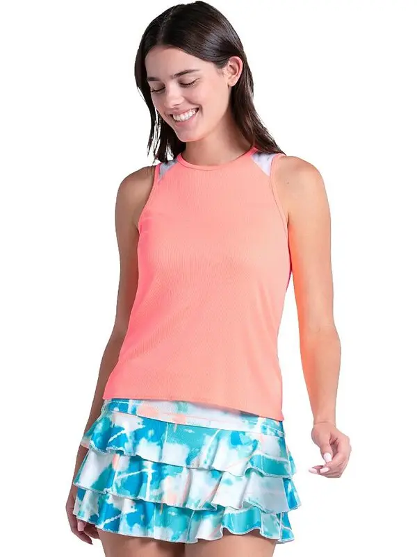Lucky In Love Twist Back Rib Tank - Orange