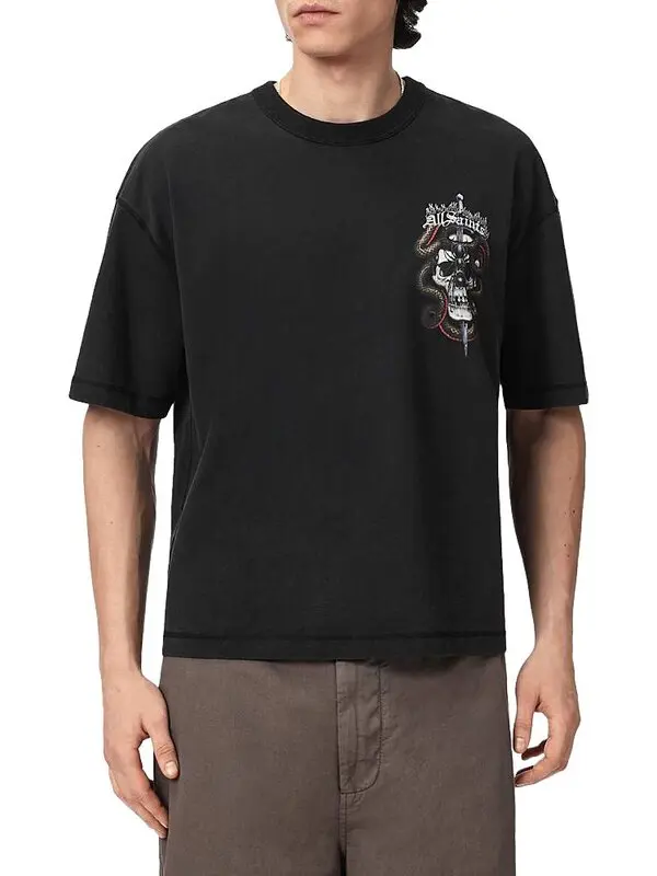 ALLSAINTS Araknid Graphic Crewneck T-shirt - Washed Black