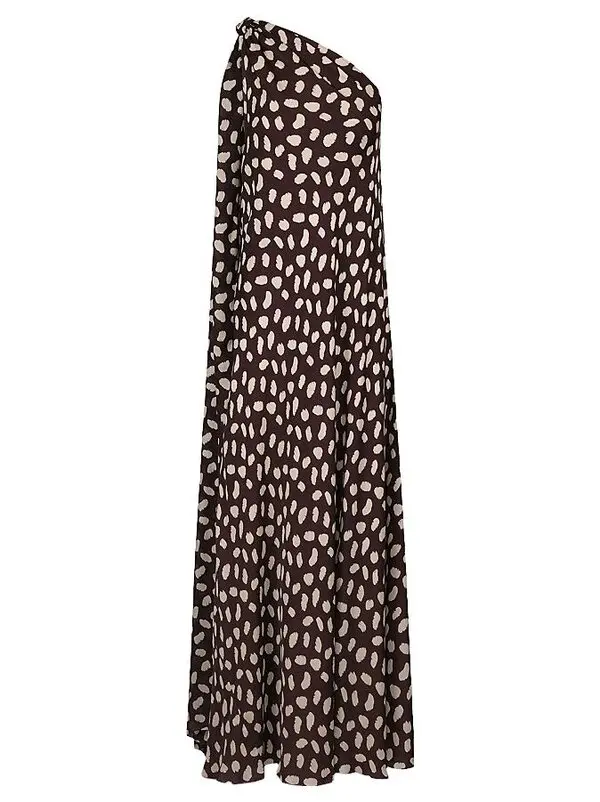 Johanna Ortiz Elegant Freedom Silk Maxi Dress - Wine/ecru