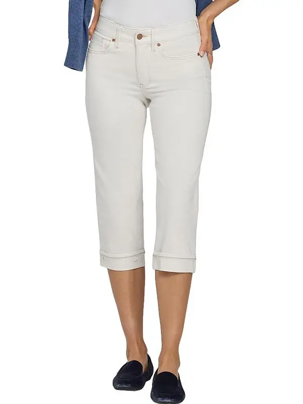 NYDJ Marilyn Straight Crop Cuffed Jeans - Vintage White