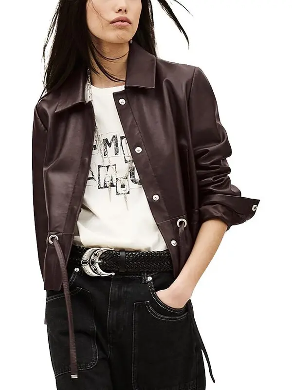 Ba&sh Manita Leather Jacket - Plum
