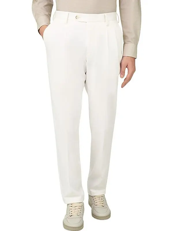 Boggi Milano Regular Fit Stretch Panama Pants - White