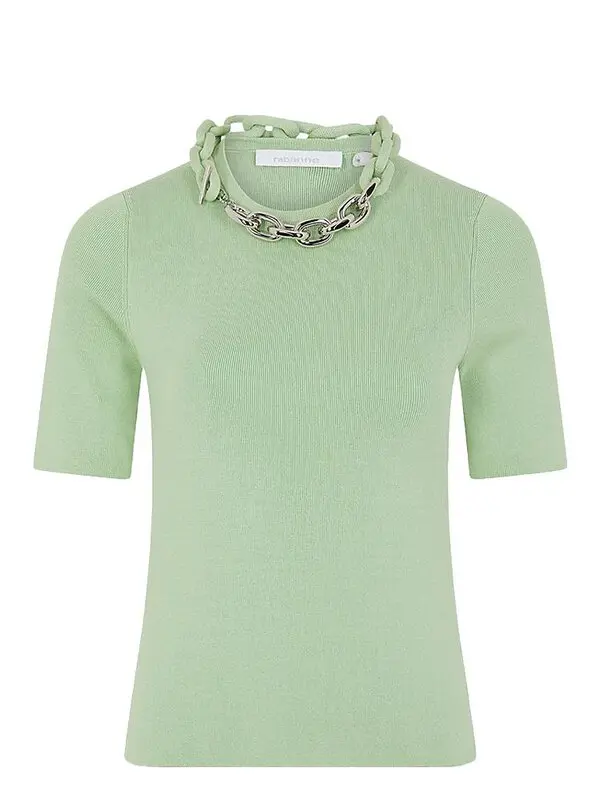 Rabanne Chain Ribbed Sweater - Mint Green