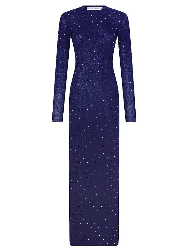 Rabanne Studded Long Sleeve Maxi Dress - Black