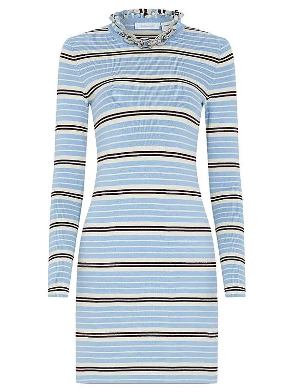 Rabanne Striped Chain Mini Dress - Baby Blue/bordeaux/ecru