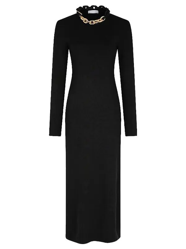 Rabanne Chain Long Sleeve Maxi Dress - Black