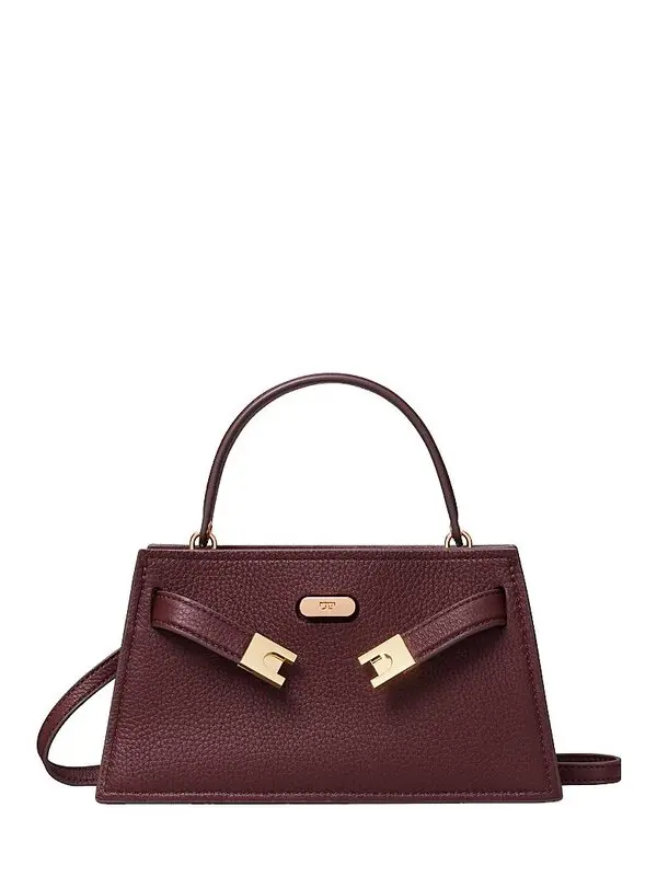 Tory Burch Lee Radziwell Mini Pebbled Leather Top Handle Bag - Dark Carmine