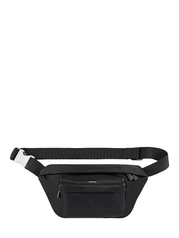 Sandro Technical Fabric Shoulder Bag - Black