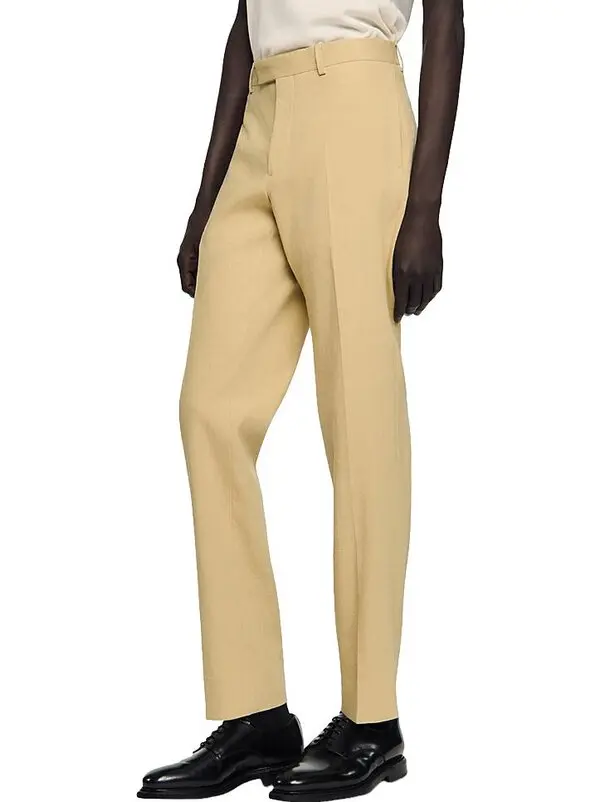 Sandro Classic Fit Linen Blend Trousers - Sand