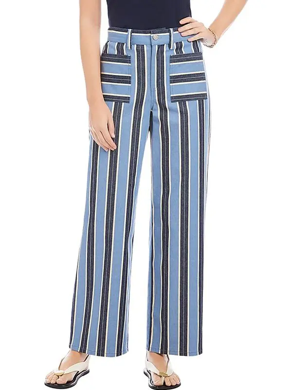 Fifteen Twenty Lynny Patch Pocket Pants - Blue/ Cream
