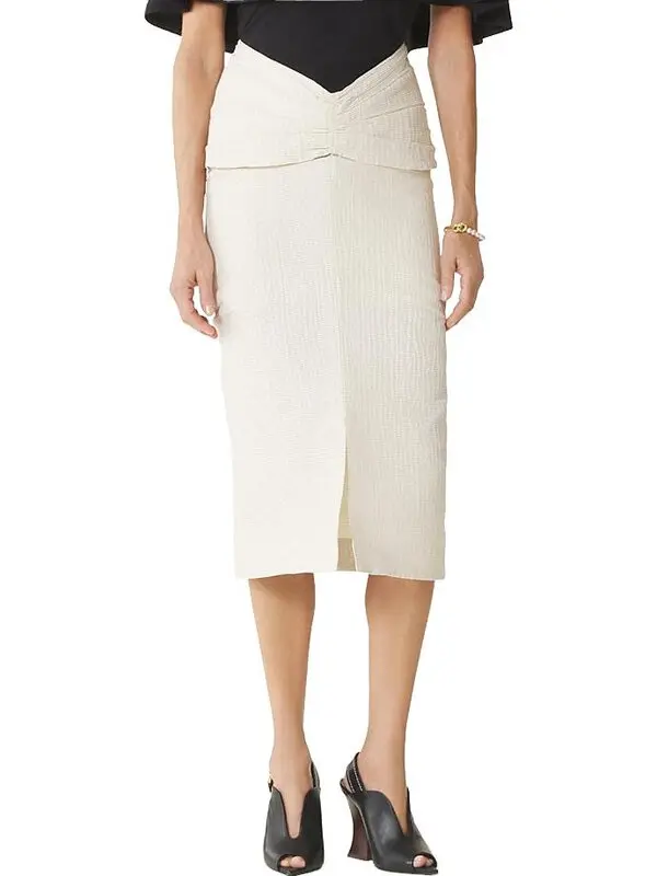 LANVIN Jacquard Midi Pencil Skirt - Ecru Neutral.