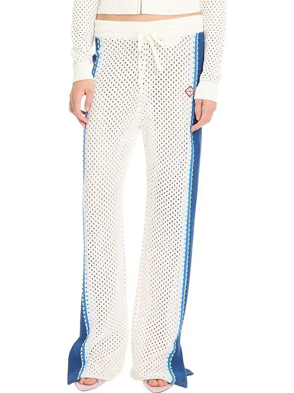 Casablanca Mesh Stripe Pants - White / Blue