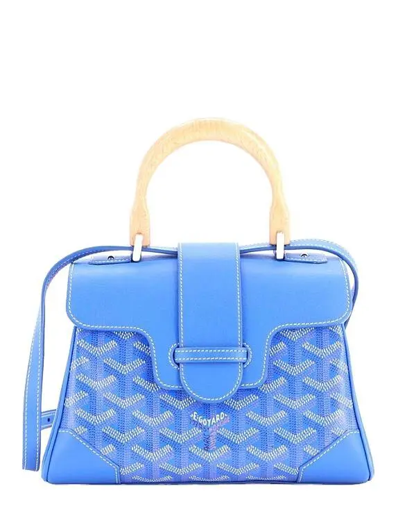 Goyard Mini Saigon Top Handle Bag Coated Canvas With Leather - Blue