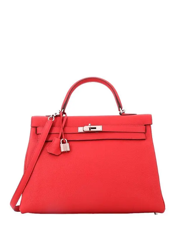 Hermès Kelly 35 Handbag With Palladium Hardware - Geranium