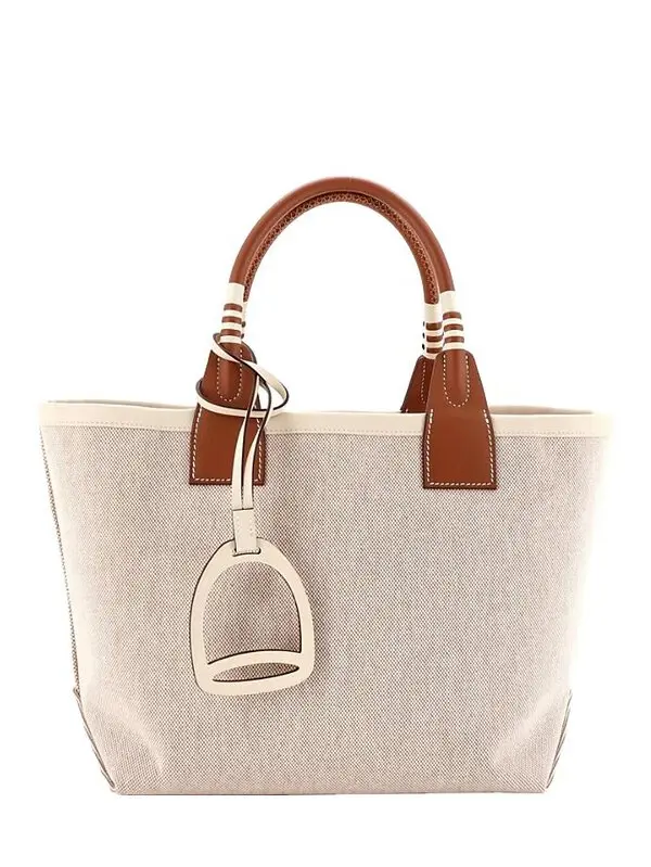 Hermès 25 Sac Steeple Tote Toile With Leather - Neutral