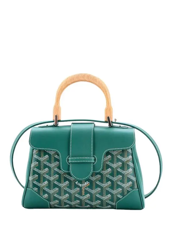 Goyard Mini Saigon Top Handle Bag Coated Canvas With Leather - Green
