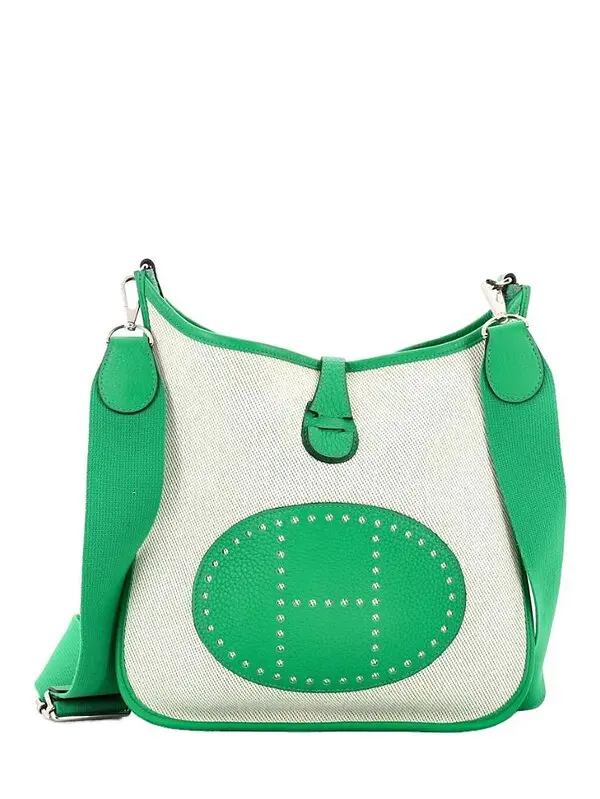 Hermès Pm Evelyne Bag Gen Iii Toile And Leather - Green