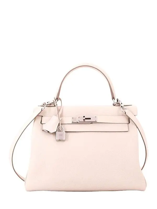 Hermès Kelly 28 Handbag With Palladium Hardware - Craie