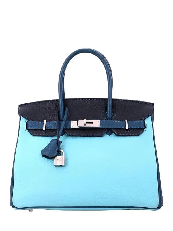Hermès Birkin 30 Handbag Tricolor Togo With Brushed Palladium Hardware - Blue