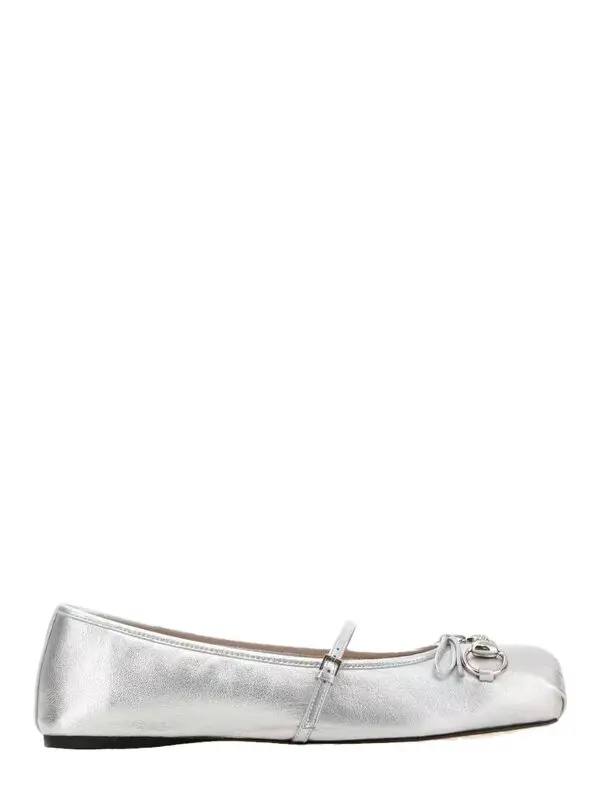 Gucci Horsebit Leather Ballet Flats - Silver