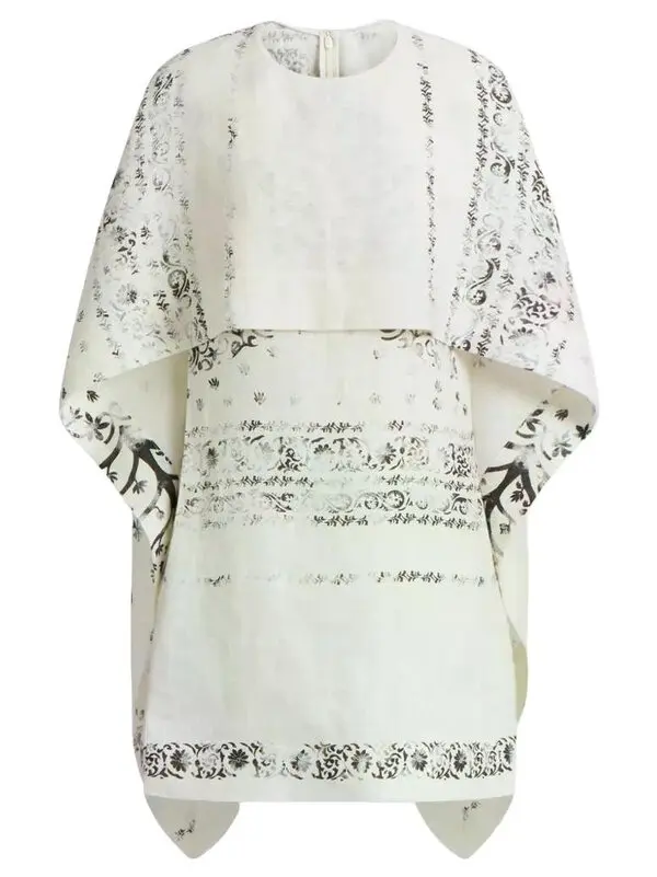 Alberta Ferretti Cape-detail Printed Mini Dress - Neutrals