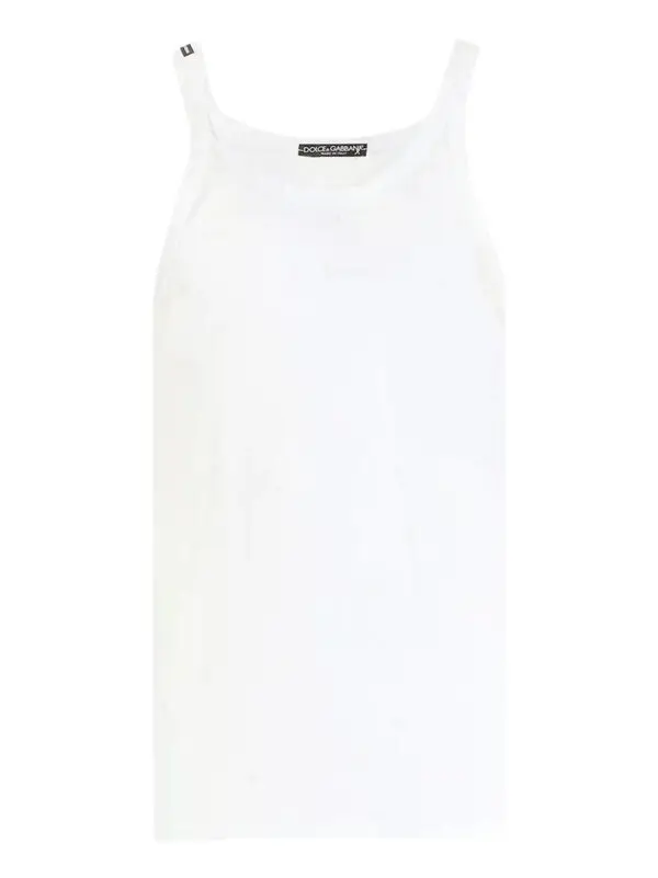 Dolce & Gabbana Frayed-trim Tank Top - White