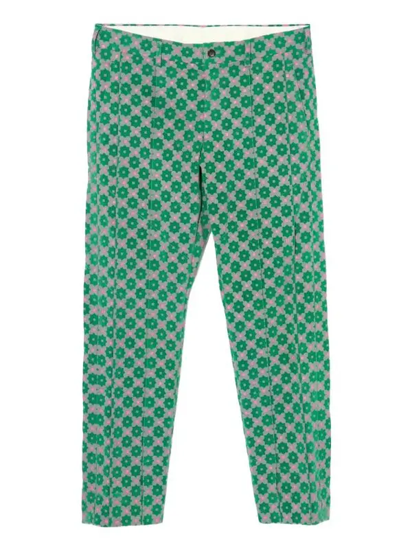 Comme Des Garçons Floral-print Trousers - Green