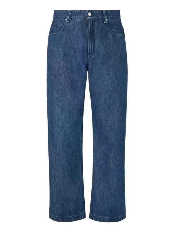 Fendi Five-pocket Jeans With Leather Patch - Blue
