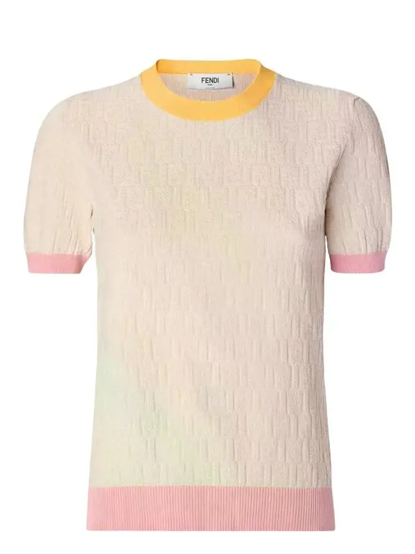 Fendi Textured Knit T-shirt - Neutrals